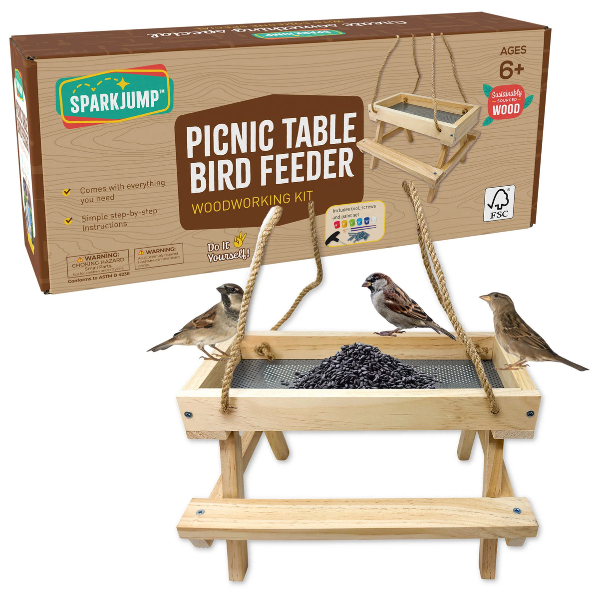 Picnic Table Bird Feeder Woodworking Kit – The Children's Museum of ...