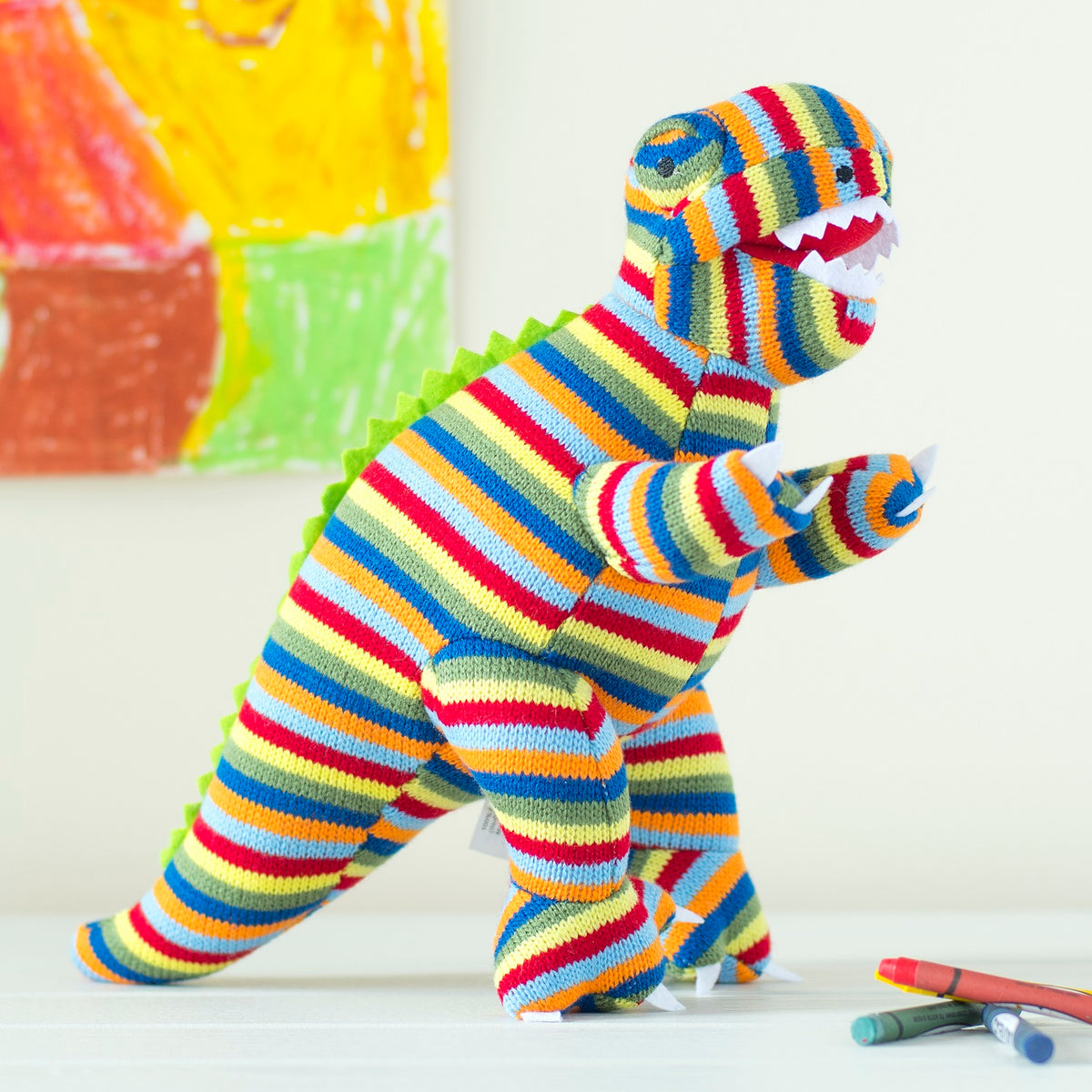 Knit Rainbow Strip T. rex – The Children's Museum of Indianapolis Store